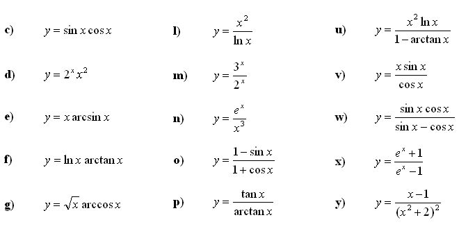 Formulat: Derivatet (tabela dhe rregullat) - 12Vite.com